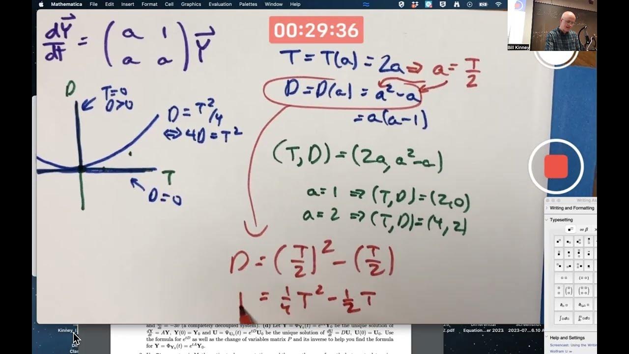 Trace-Determinant Plane Analysis of a Bifurcation Problem for a Family of Linear Systems - YouTube