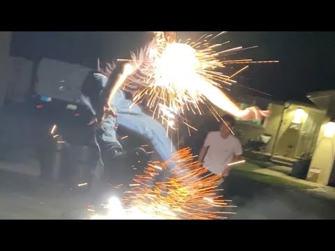 A FIREWORK EXPLODED IN HIS FACE!!! (HE GOT BURNED) - YouTube
