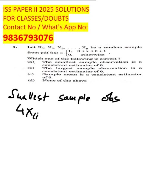 ISS 2025 Paper 2 Q1 Detailed Solution Explained | Stats Made Easy #ISS2025 #UPSCISS # ...