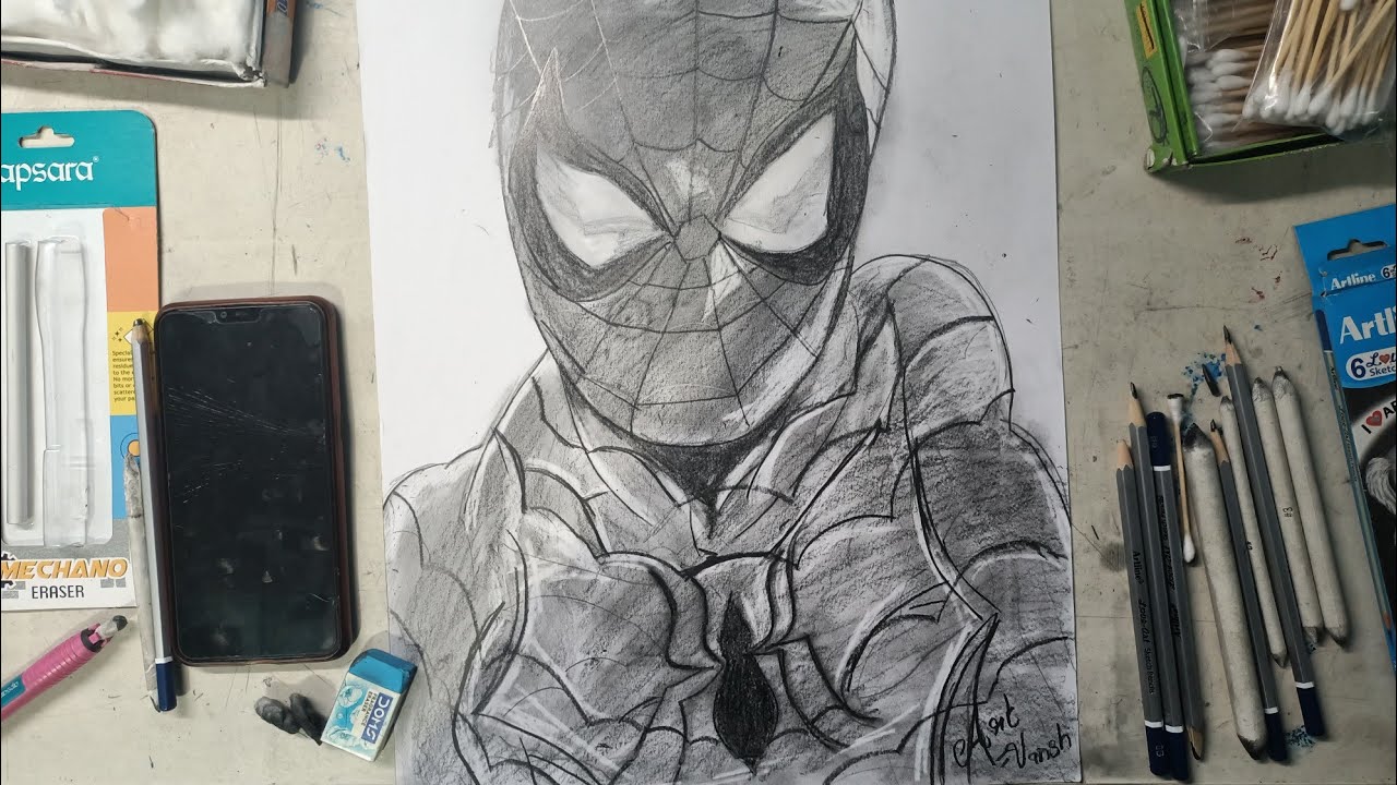 Spider-Man ki shading drawing by A V arts - YouTube