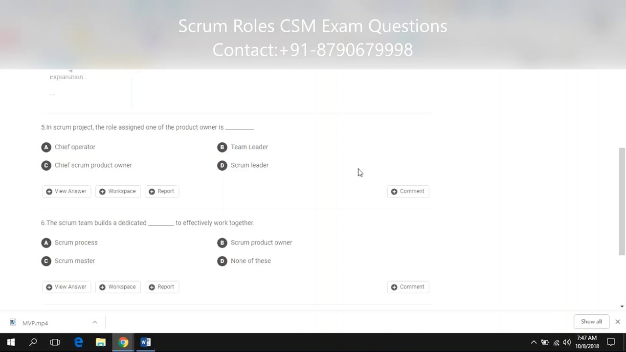 Scrum roles CSM Exam Questions - YouTube