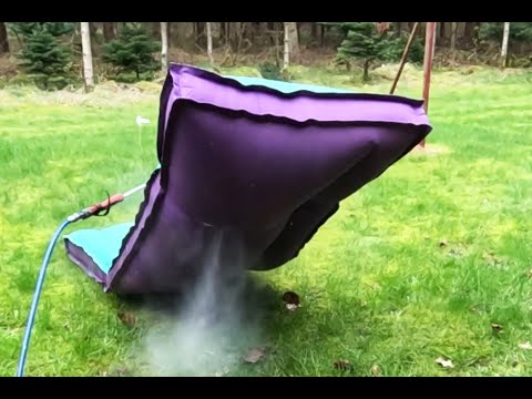 Exploding old leaky mattresses with compressed air. - YouTube