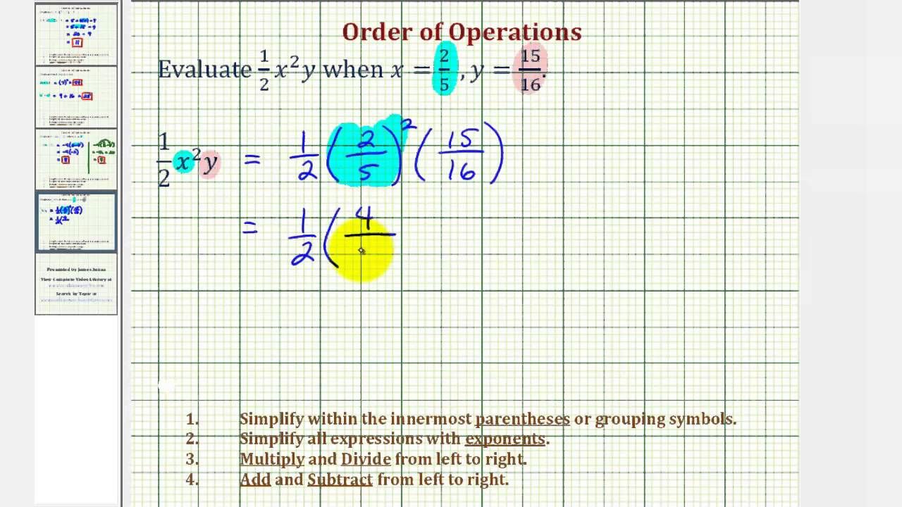 Ex Evaluate A Variable Expression With Exponents And Fractions YouTube Ex Evaluate A Variable Expression With Exponents And Fractions YouTube