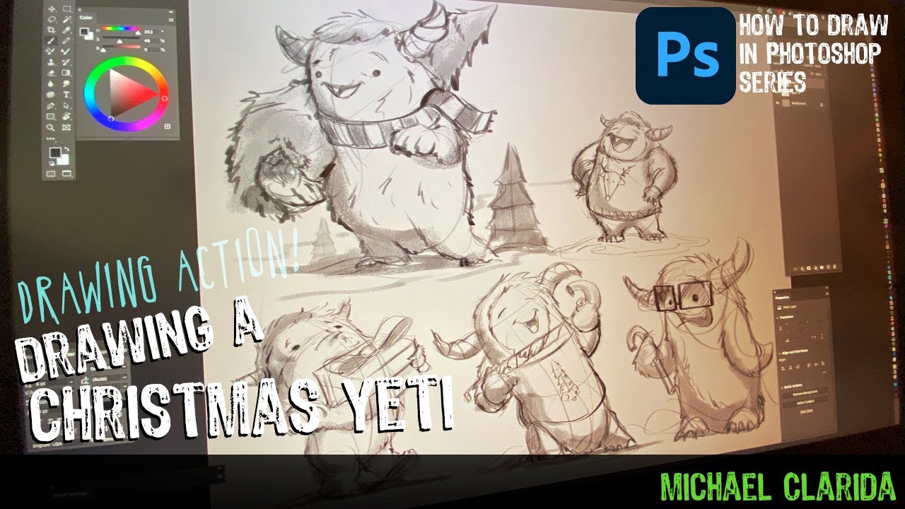 Drawing a Christmas Yeti in Photoshop - YouTube