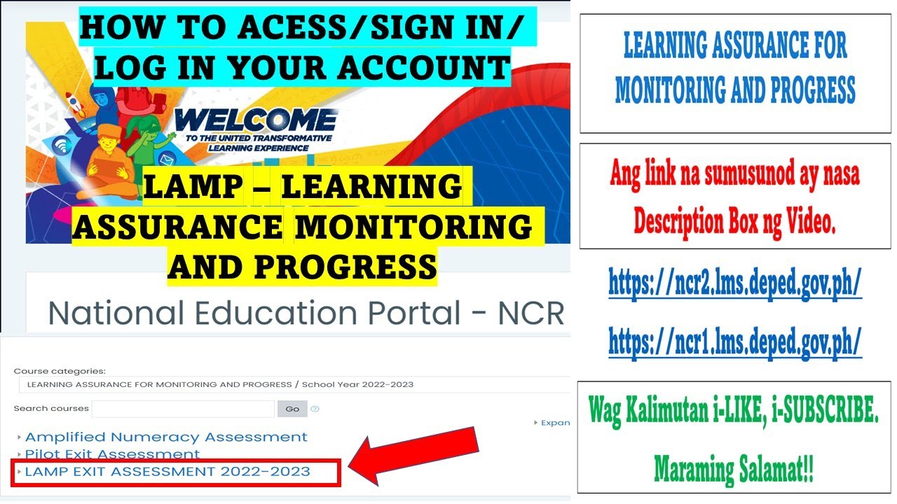 HOW TO ACCESS | SIGN IN | LOG IN | TAKE EXAM - LAMP OR LEARNING ...