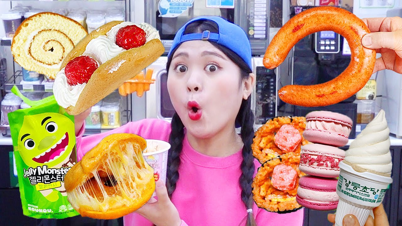 Korean convenience store food Mukbang DONA - YouTube
