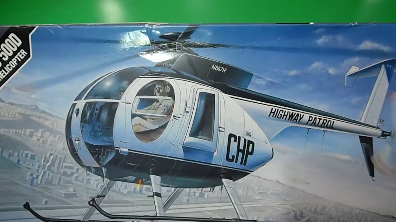 1:48 ACADEMY Hughes 500D Police Helicopter Model kit box & sprue review ...