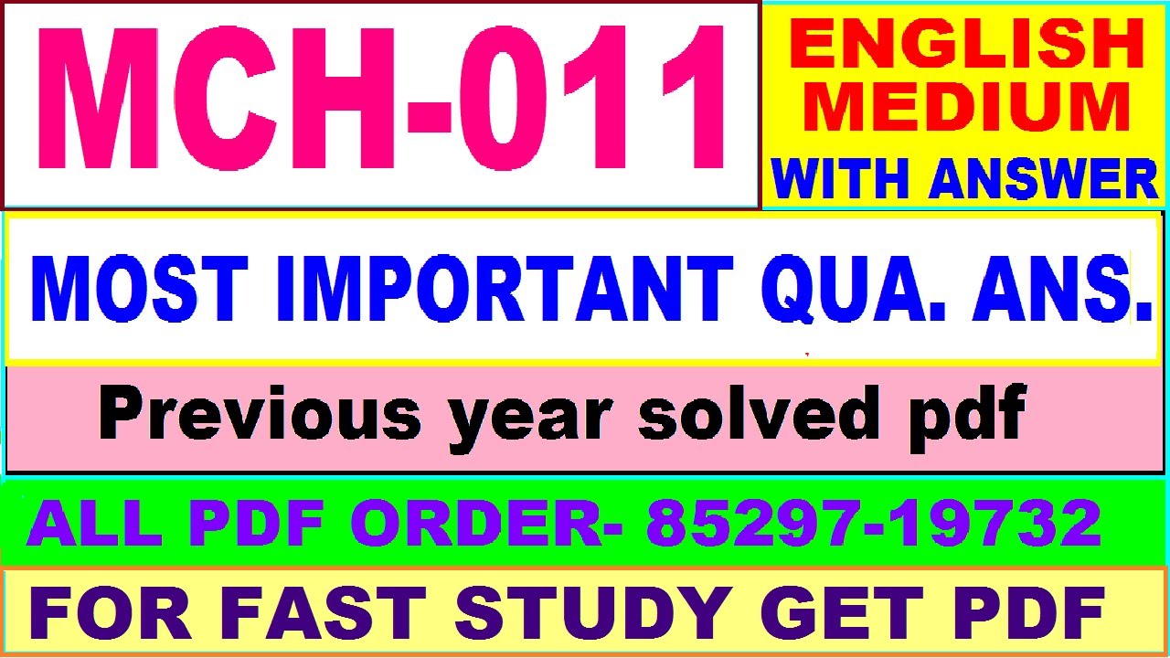 MCH 011 important questions / MCH 11 previous year question paper in English / Msc Chemistry ...
