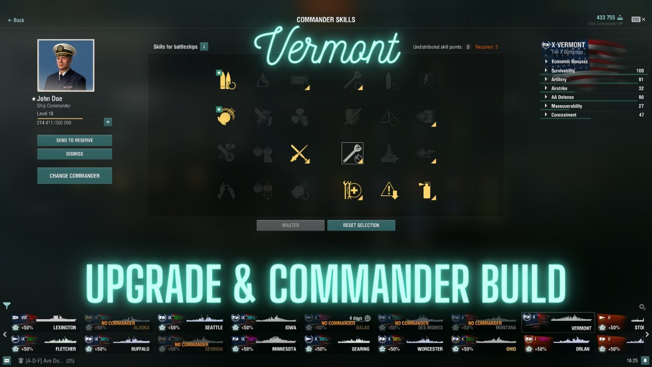 World of Warships - Vermont: Upgrade & Commander Build - YouTube