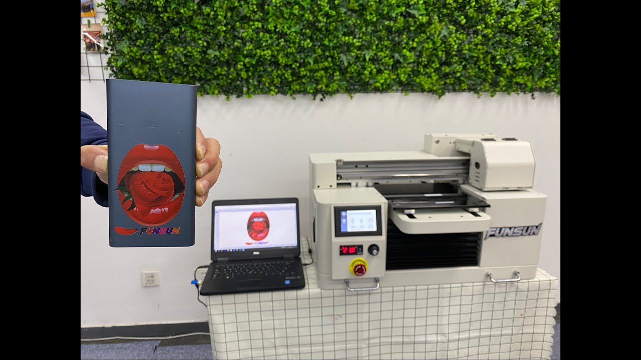 Power bank printing by Funsun UV flatbed printer - YouTube