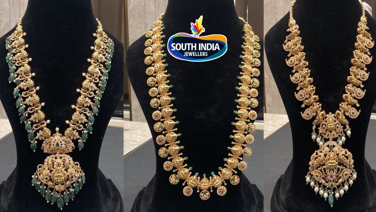Latest long haram designs with price//Southindia jewellery//Heavy look ...