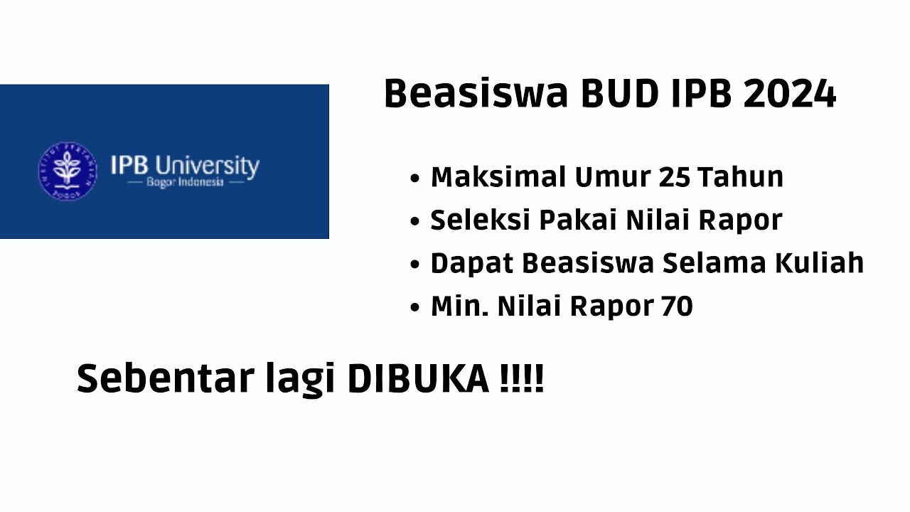 Jalur Beasiswa BUD IPB 2024 - YouTube