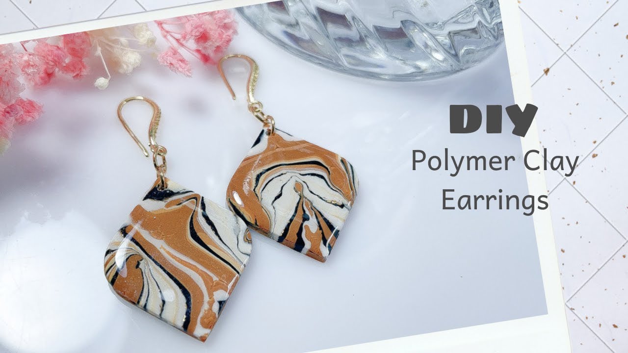 Crafting Distinctive Golden Polymer Clay Earrings | How to make polymer clay earrings | DIY ...