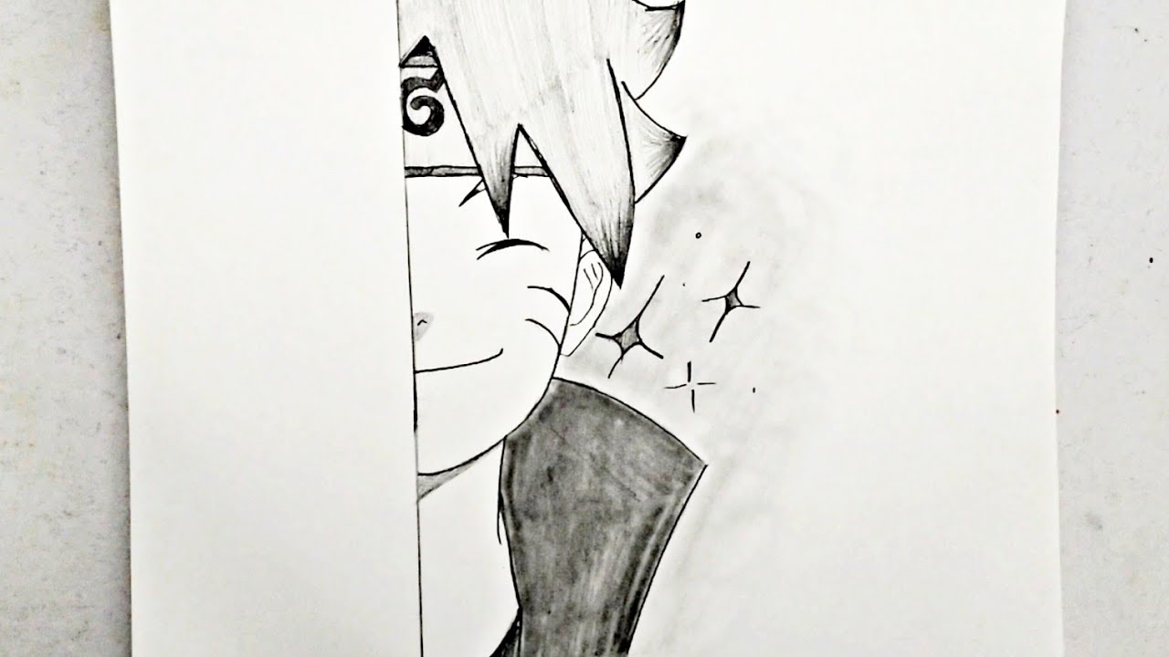 How to draw Boruto Uzumaki half face step by step tutorial|anime easy ...