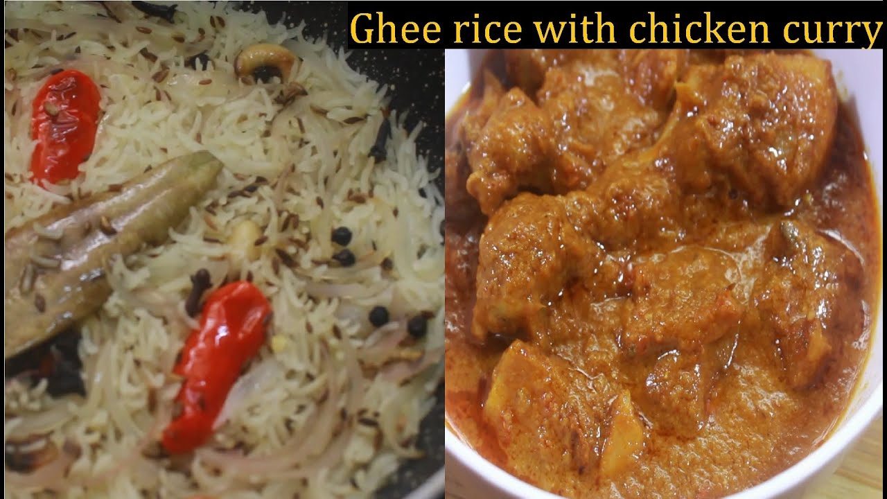 Ghee rice with chicken curry/ghee rice/Nei choru with chicken curry ...