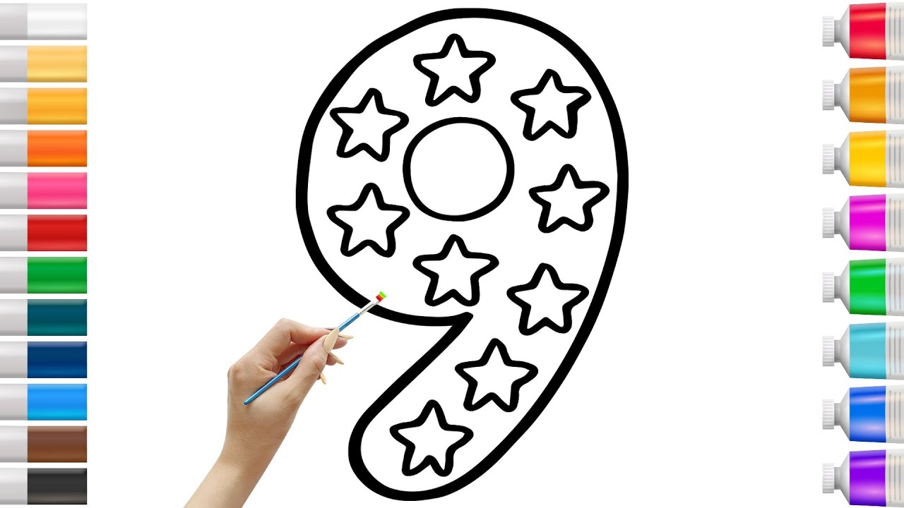 How to draw number 9 star ⭐️ | step by step - YouTube