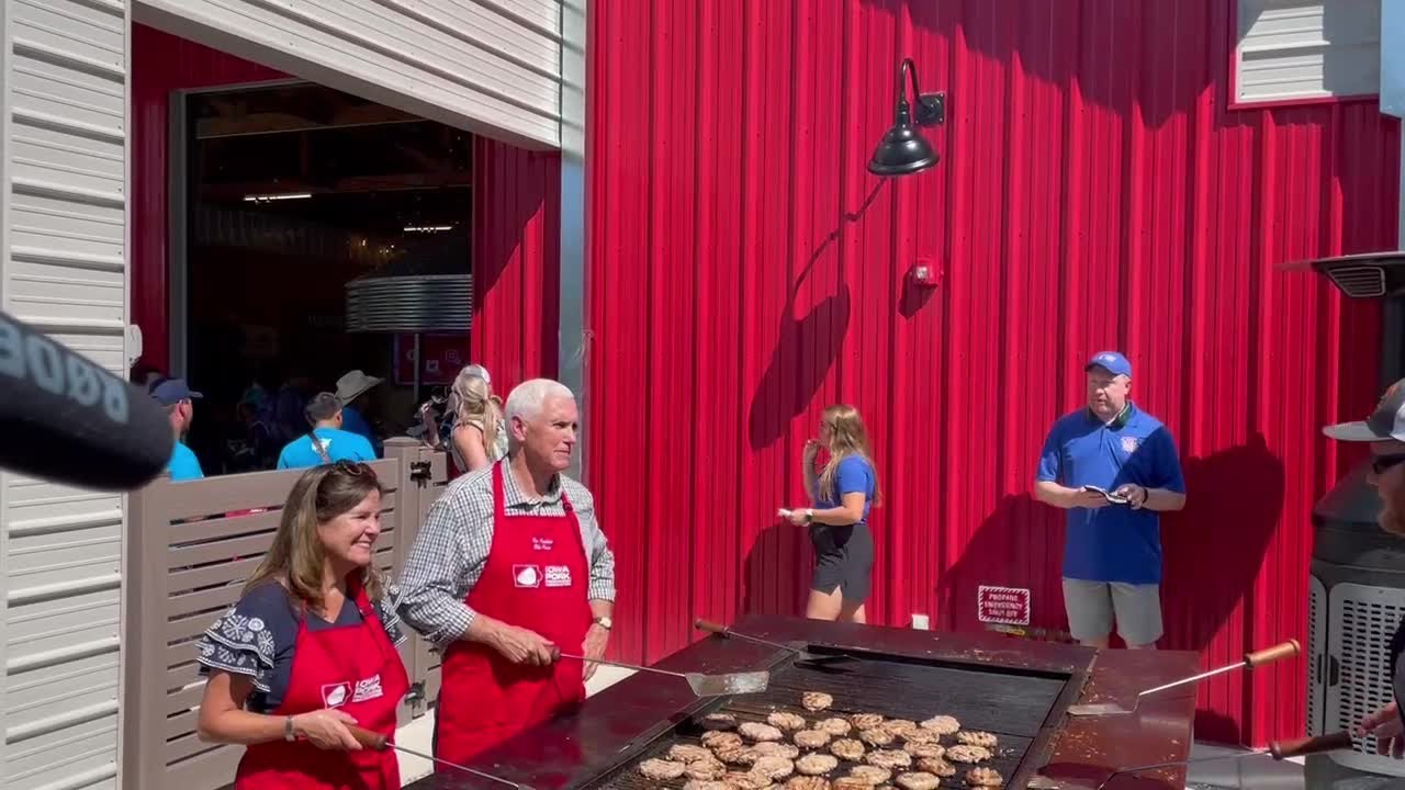Watch Now: Former Vice President Mike Pence grills pork at the Iowa ...