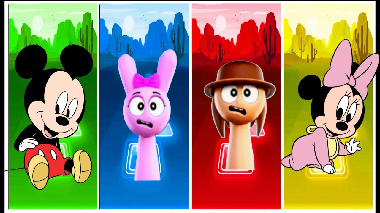 Mickey Mouse 🆚 Sprunki Pink 🆚 Sprunki Tunner 🆚 Minnie Mouse Tiles hop ...