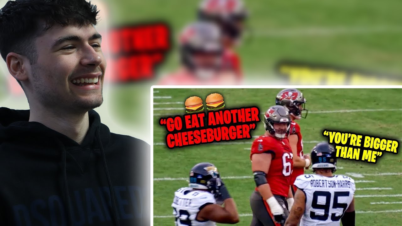 BRITS React to the Best O-Line vs. D-Line Trash Talk Mic'd Up - YouTube