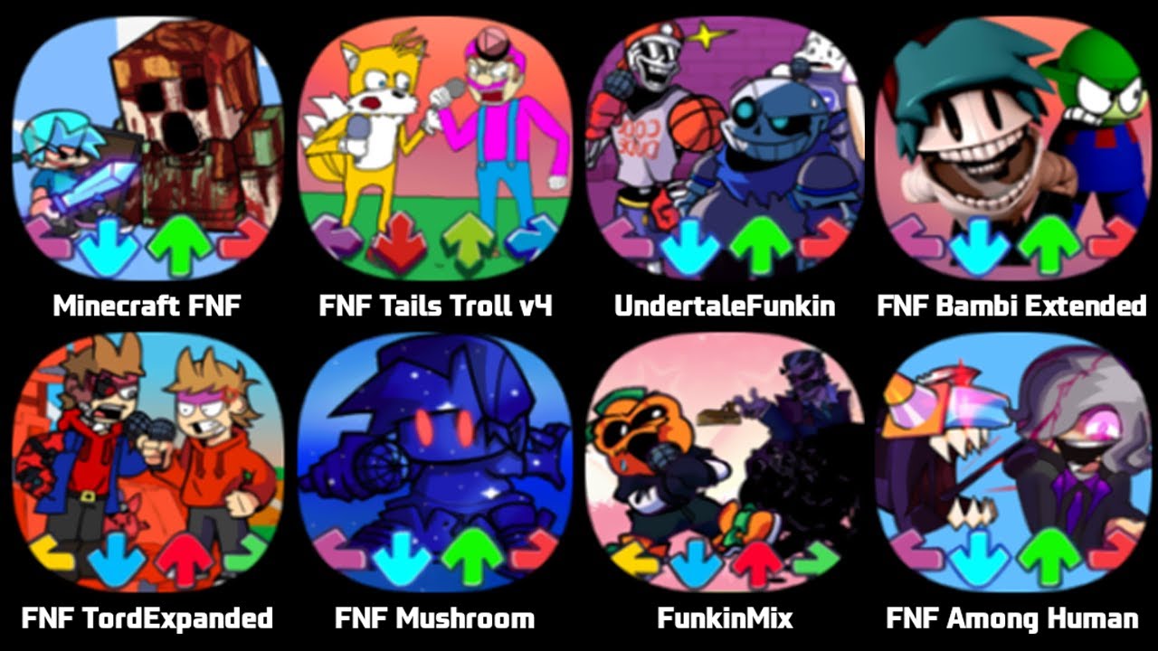 FNF Minecraft, FNF Tails Troll, FNF UnderTale, FNF Bambi Extended, FNF ...