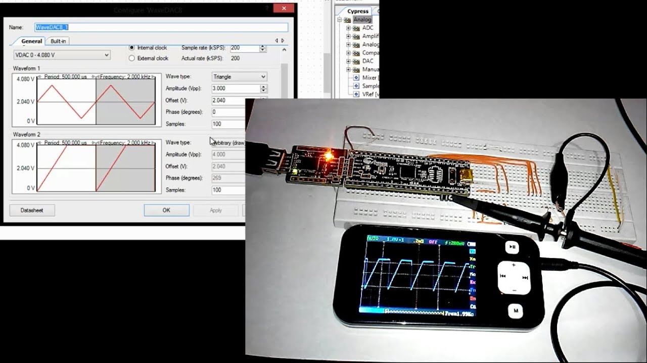 Generador De Señales WaveDAC8 - PSoC 5LP CY8CKIT-059 - YouTube