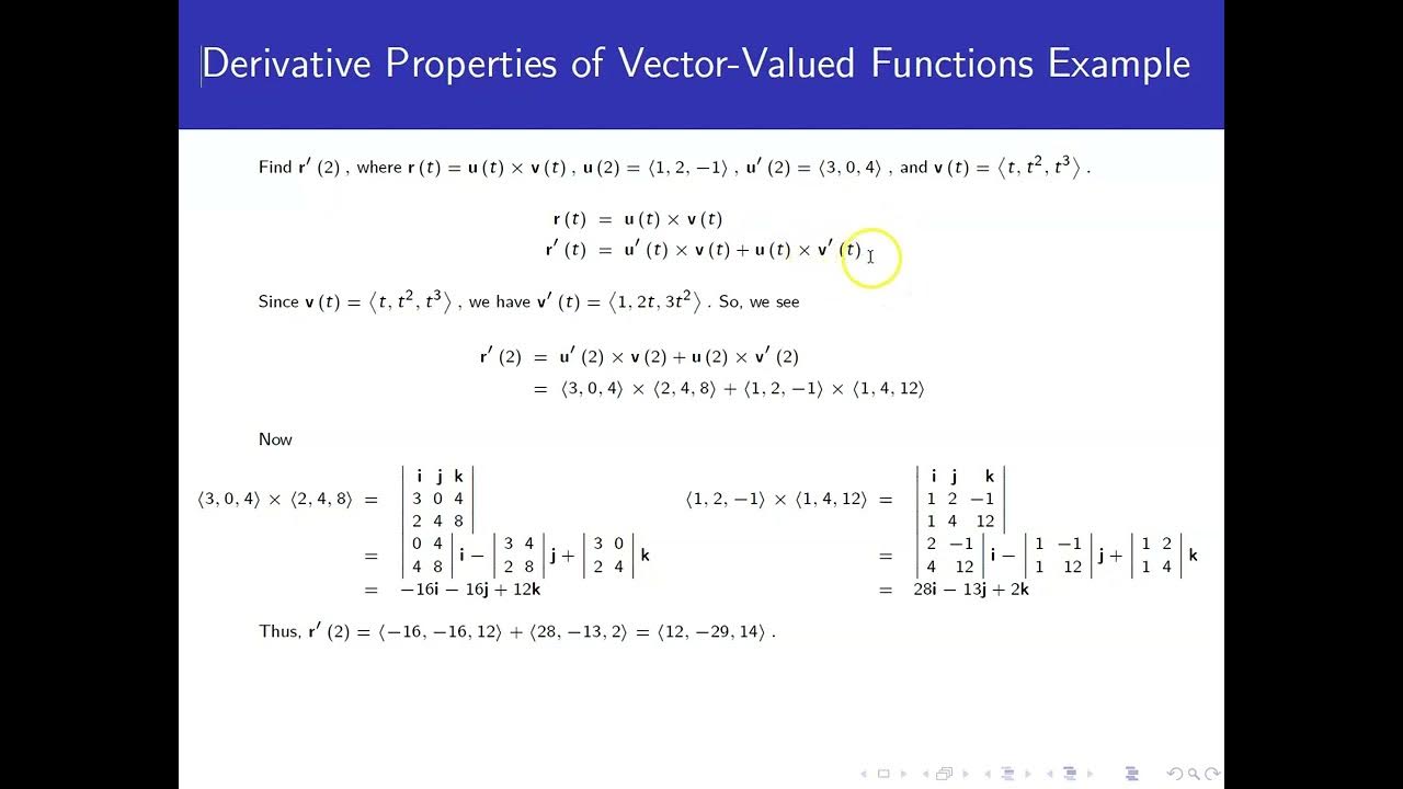 Derivative Properties of Vector-Valued Functions Examples - YouTube