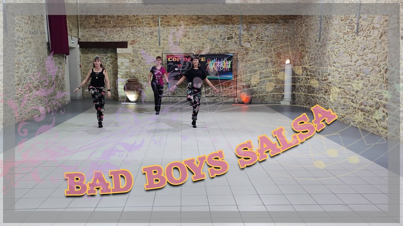 BAD BOYS SALSA Line Dance (DEMO & TEACH) - YouTube