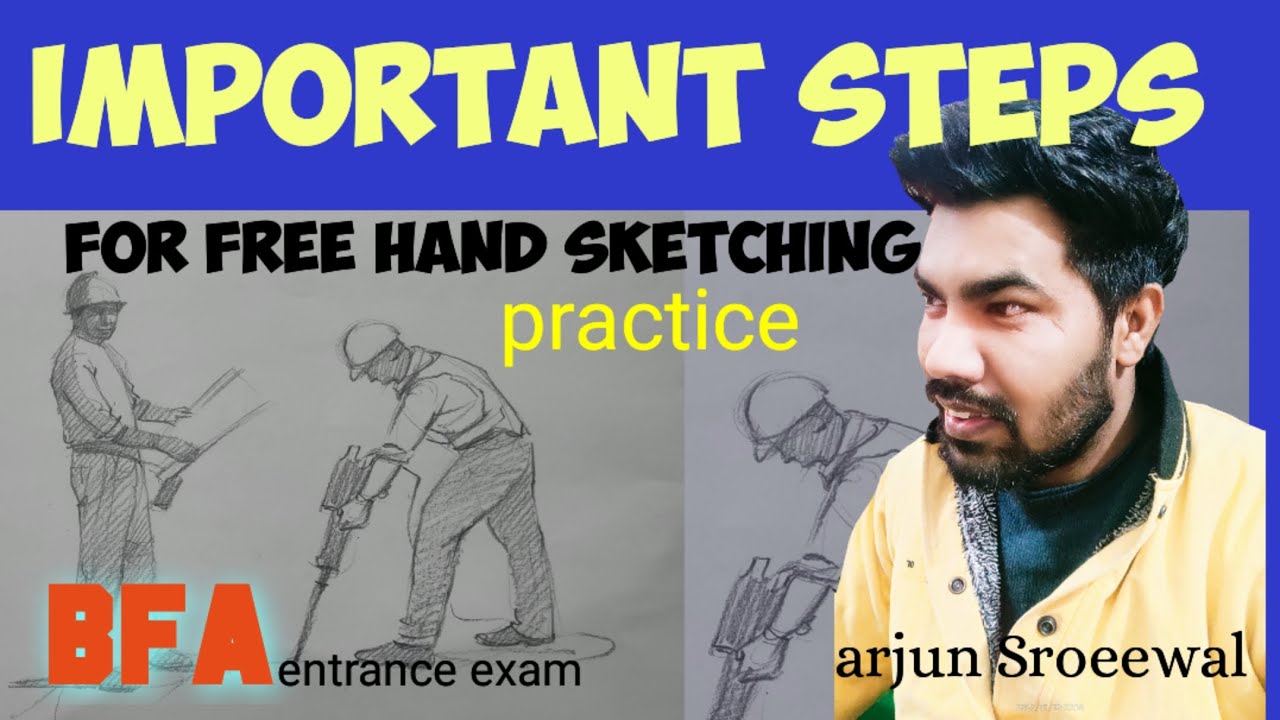 important steps for free hand sketching || BFA entrance exam ...