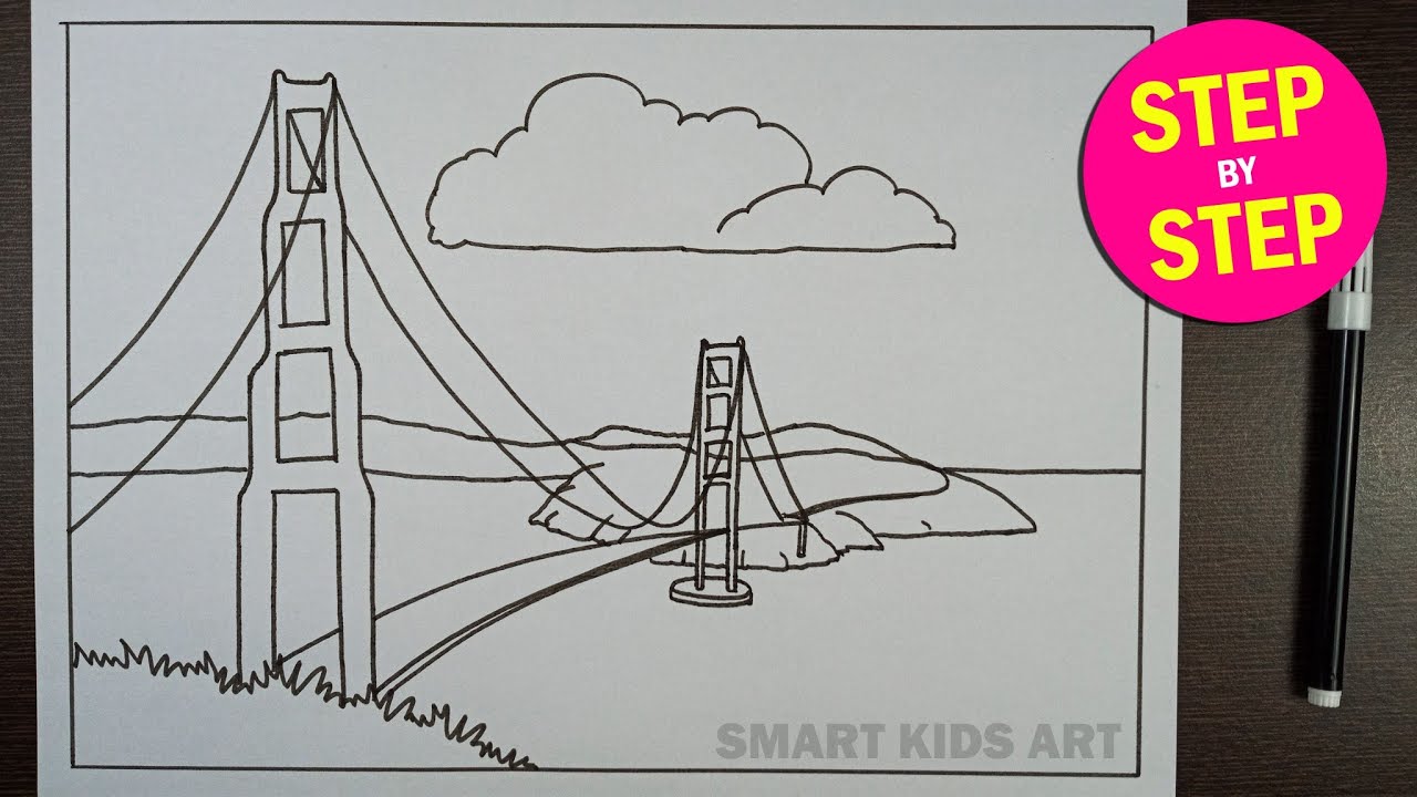 Golden Gate Bridge Drawing Step By Step Pictures