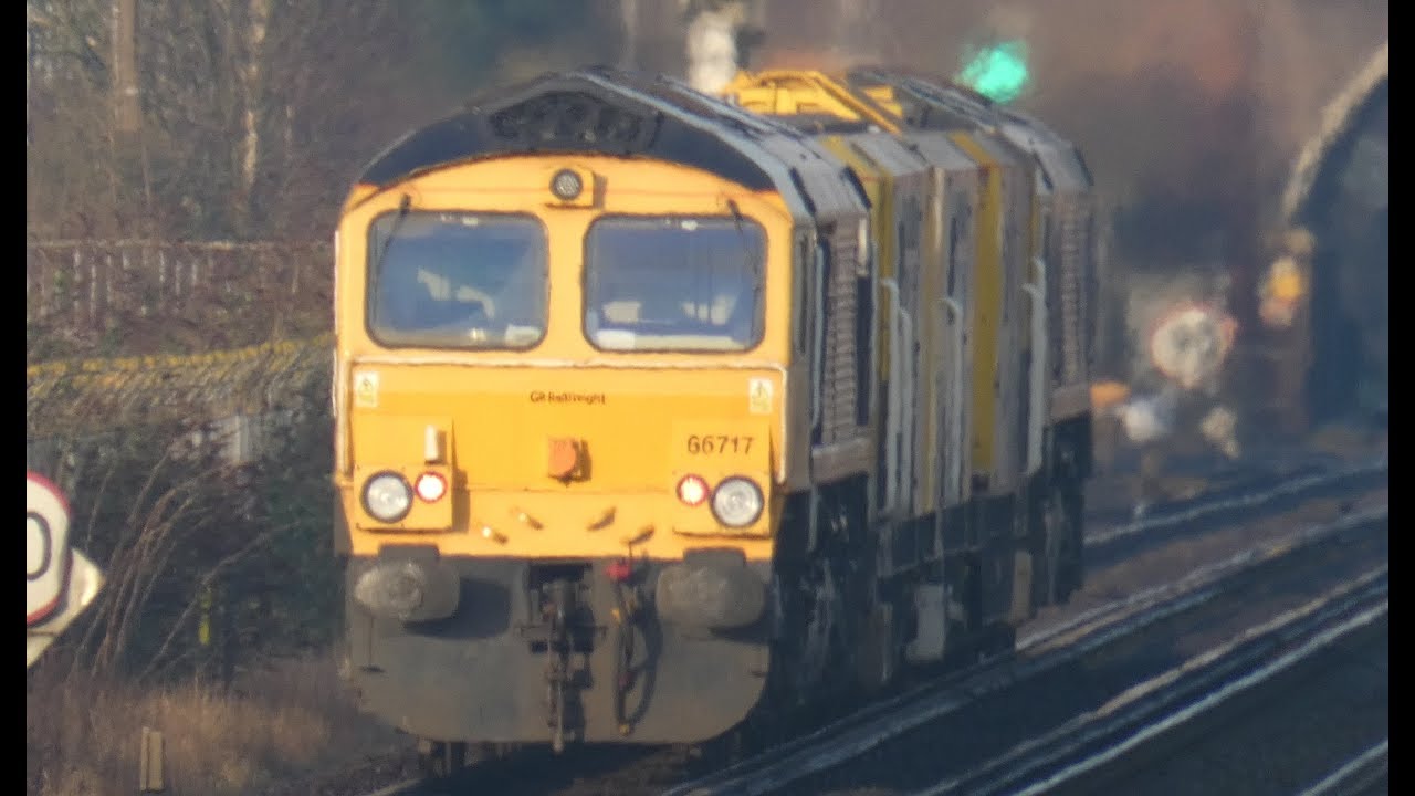 (HD) *Track Machine Drag* GBRf Class 66716 + 717 on 6X02 @ Ashford 19/2 ...