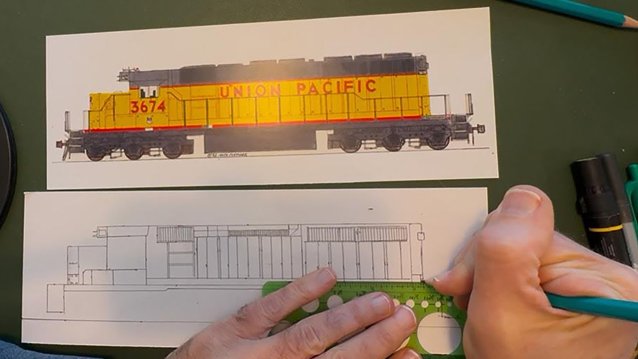 Union Pacific SD40-2 #3674 Drawing Demonstration Part 2 Andy Fletcher ...