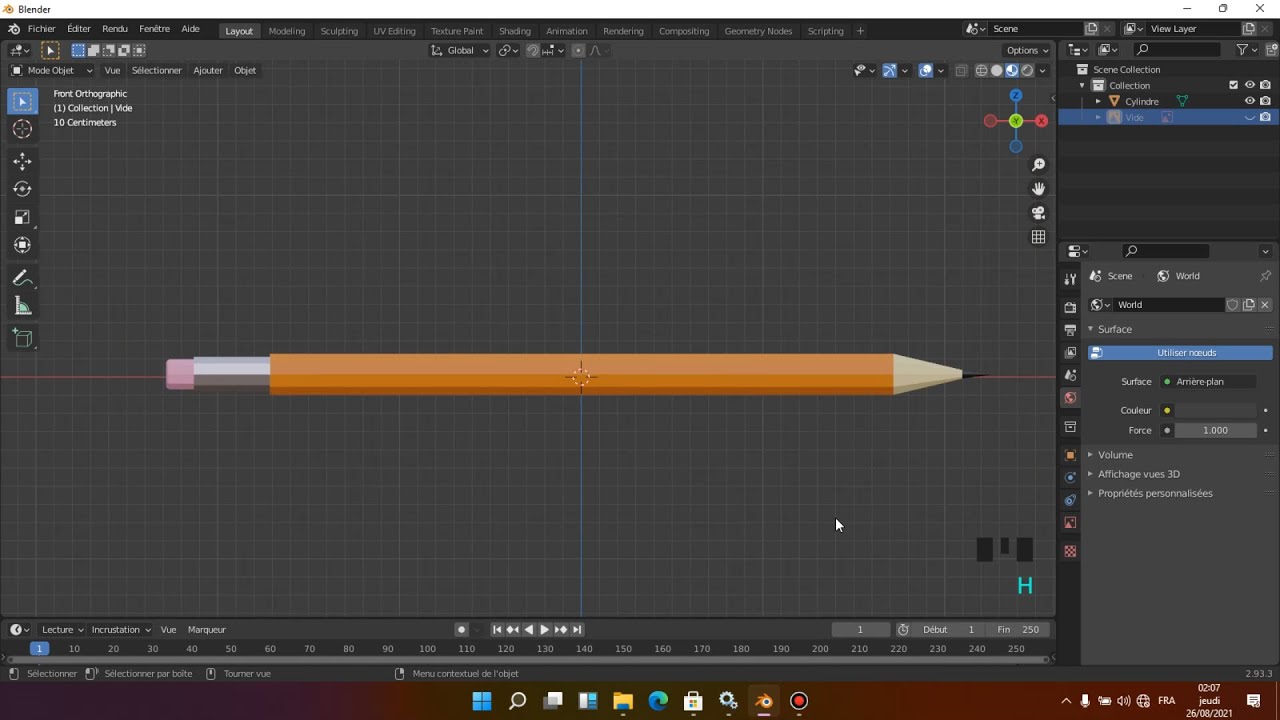 Comment modéliser un crayon sur le logiciel Blender - YouTube