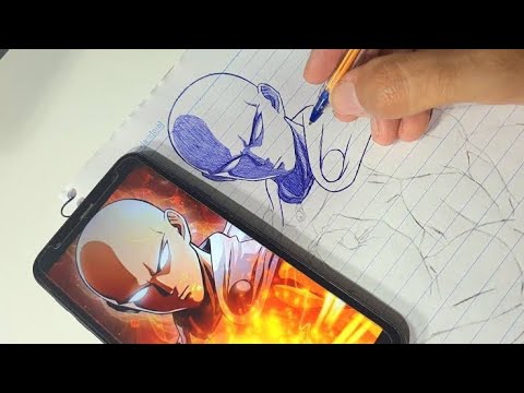Anime drawing - How To draw Saitama (Pen Doodle) - YouTube