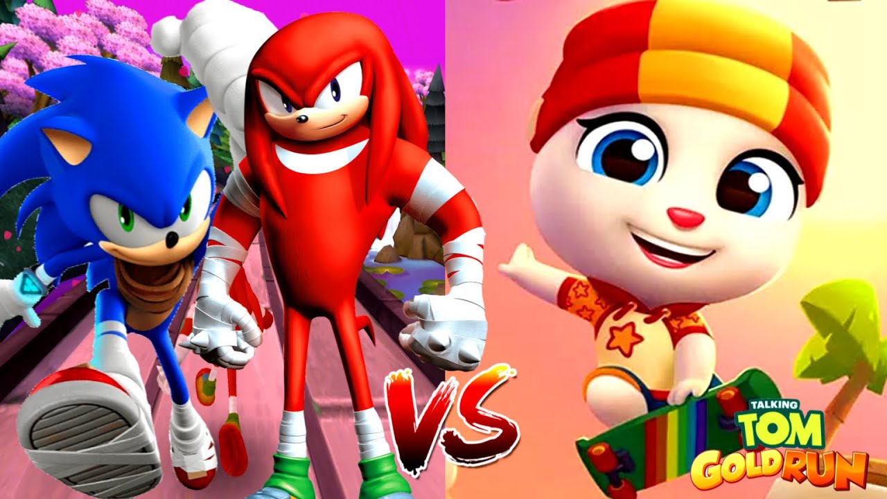 Talking Tom Gold Run Скейтер Анжела VS Sonic Dash 2: Sonic Boom Команда ...