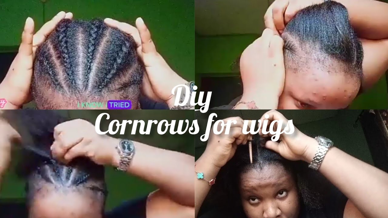 How to make Simple cornrows(all back)for wigs💇🏼‍♀️ - YouTube