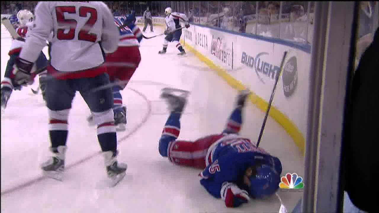Mike Green crosscheck on Derek Dorsett May 12 2013 Washington Capitals ...