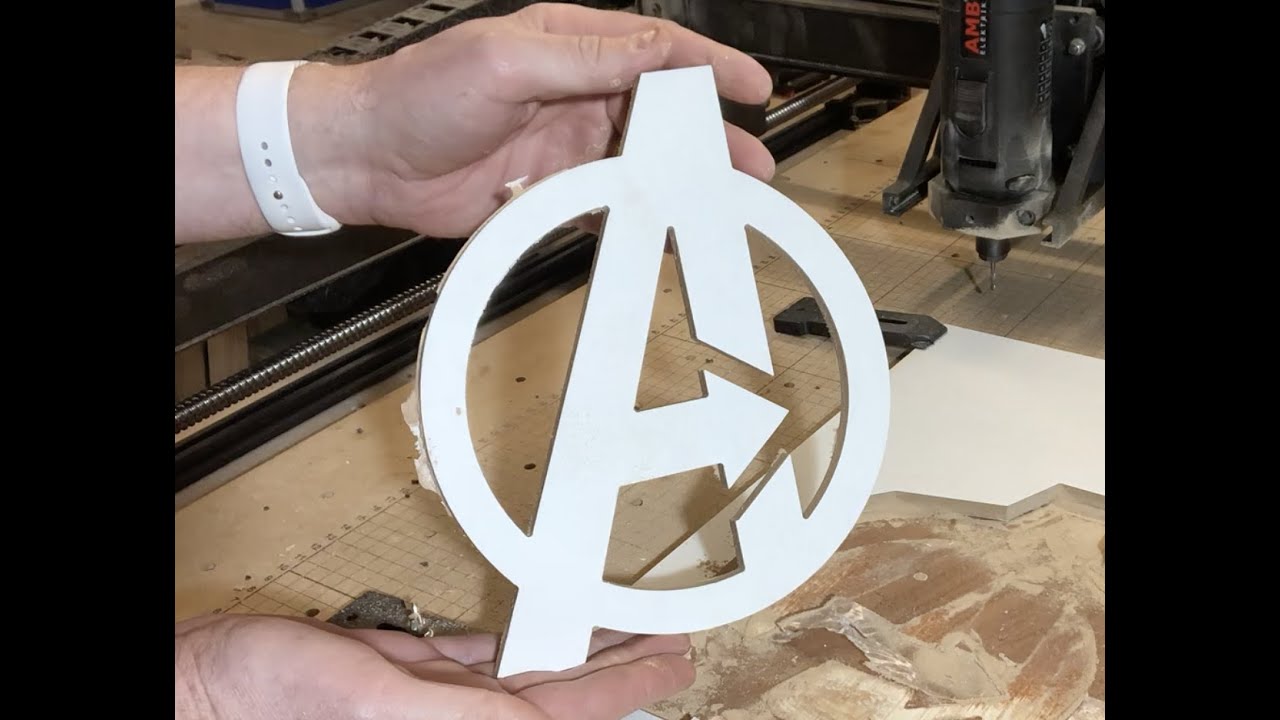 Cutting an Avengers logo with an Aureus 3X CNC - YouTube