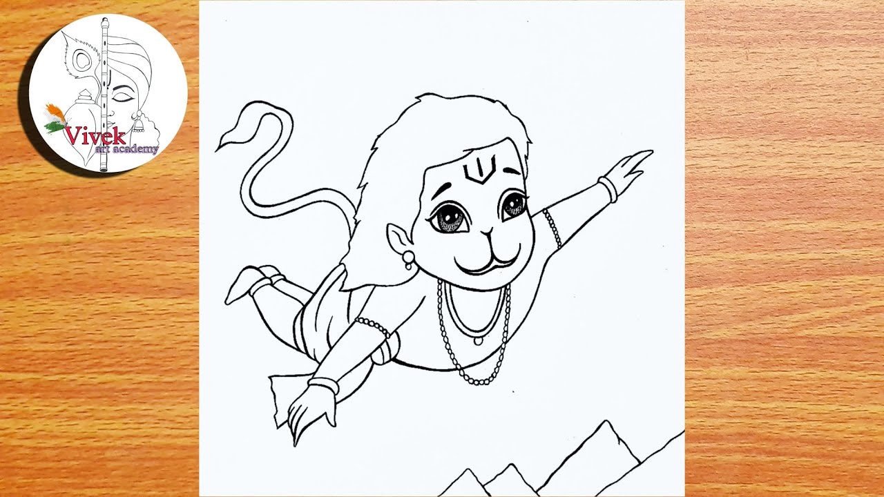 Cute Bajrangi Drawing | Easy Drawing | Beautiful Hanuman Drawing with ...