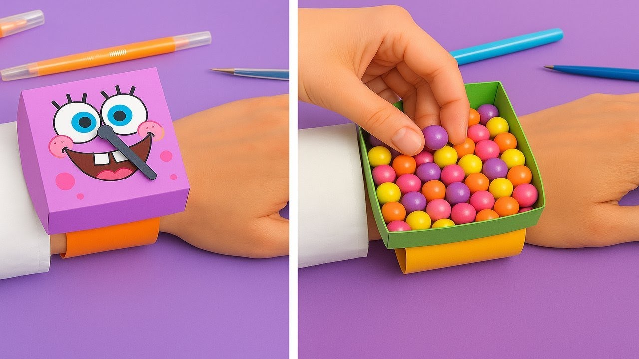 🍬 RELOJ DE CARAMELOS DIY 🍭 Lindas Manualidades de Papel para la Escuela ...