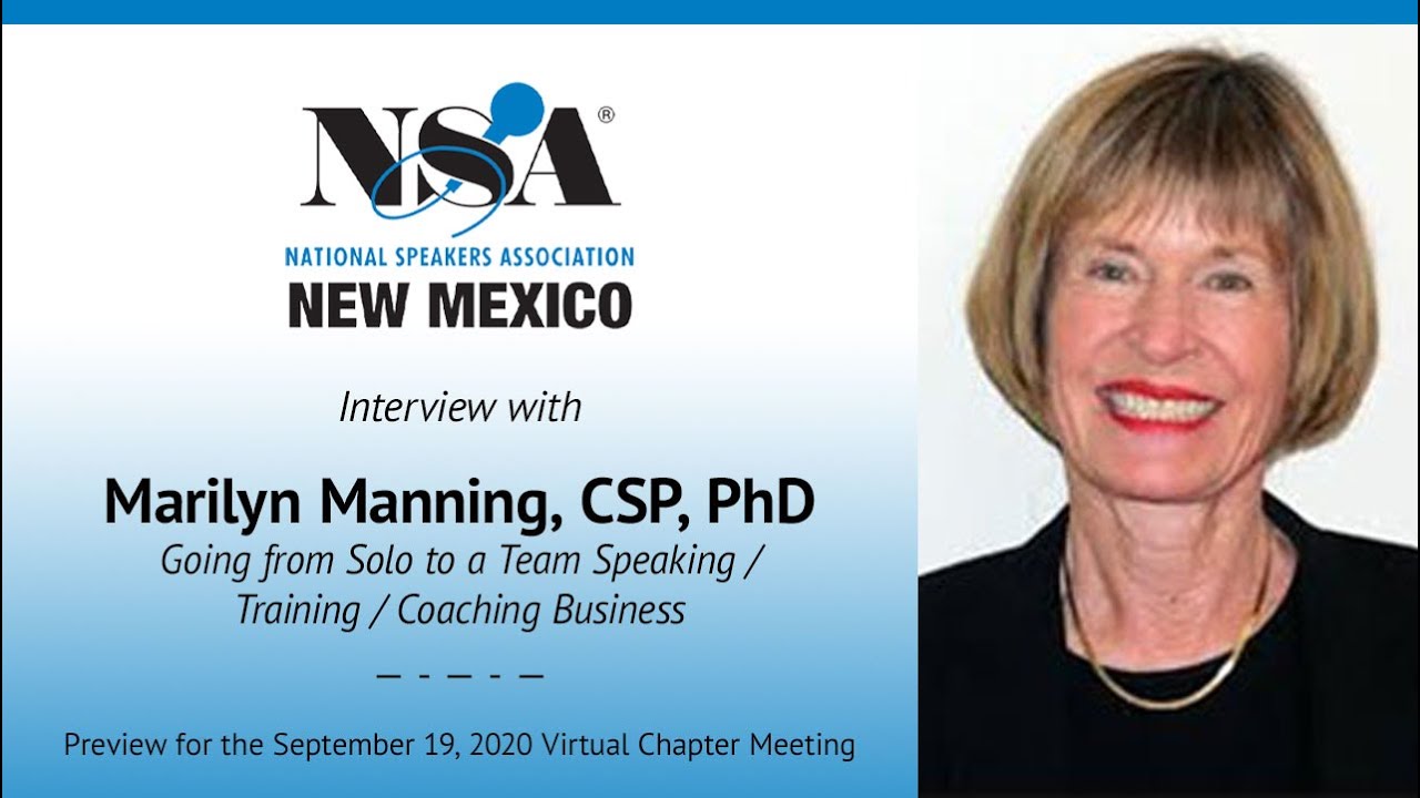 NSA-NM Interview with Marilyn Manning, CSP, PhD - YouTube