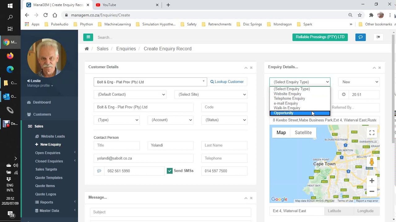 SAVI Systems - Capturing an Enquiry - YouTube