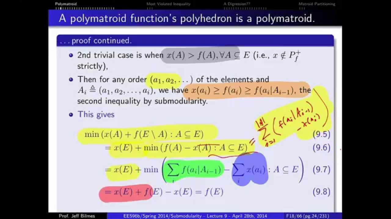 Lecture 10, Submodular Functions, Optimization, & Applications to Machine Learning - YouTube