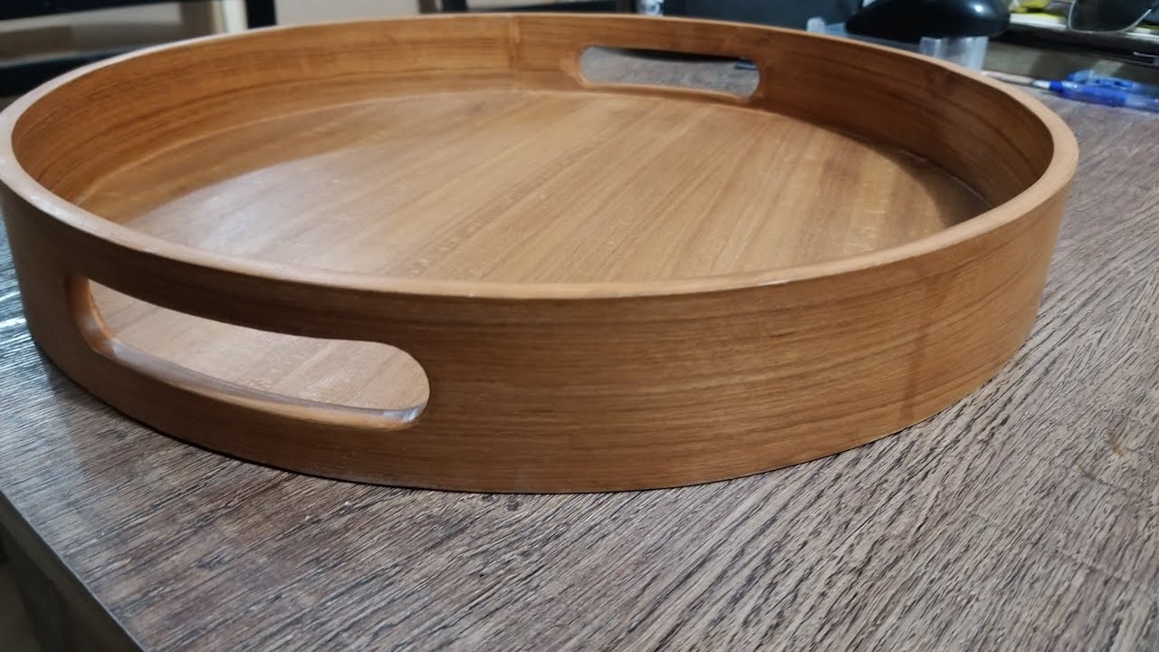 DIT Making Of Tea tray from solid wood | Round Tray Making - YouTube