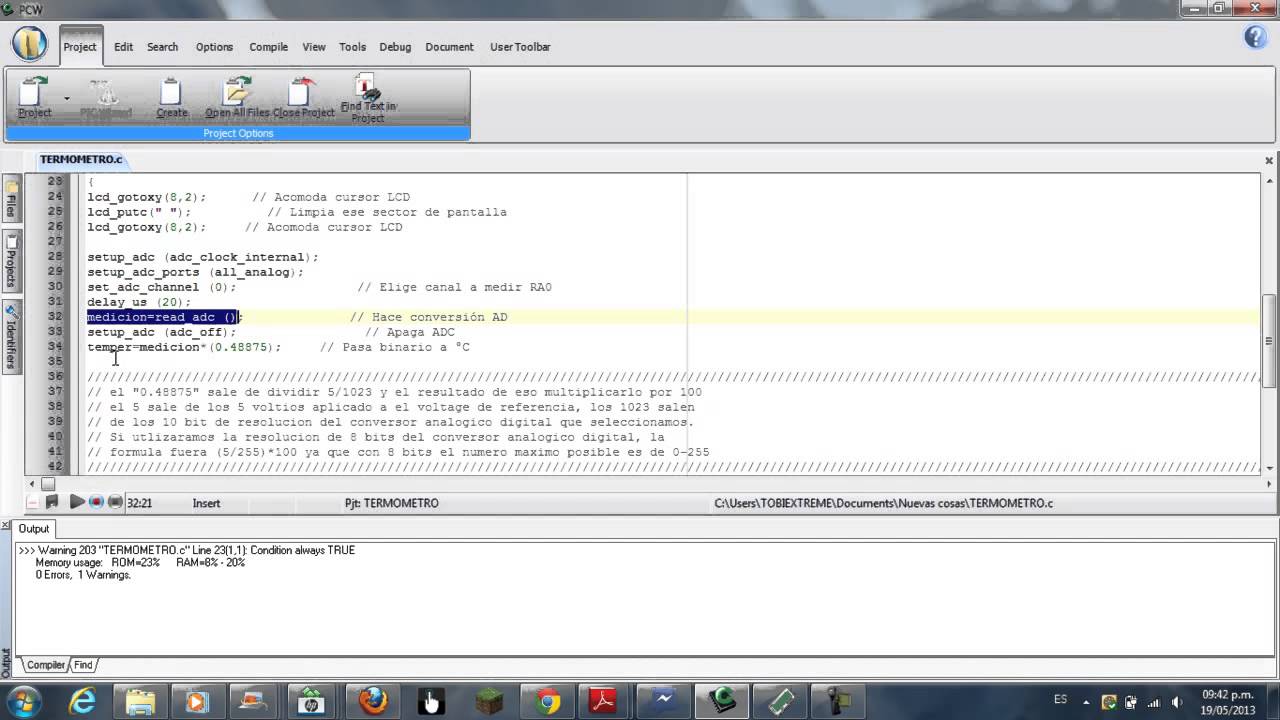 TUTORIAL DE TERMOMETRO CON LM35 PIC 16F873A - YouTube