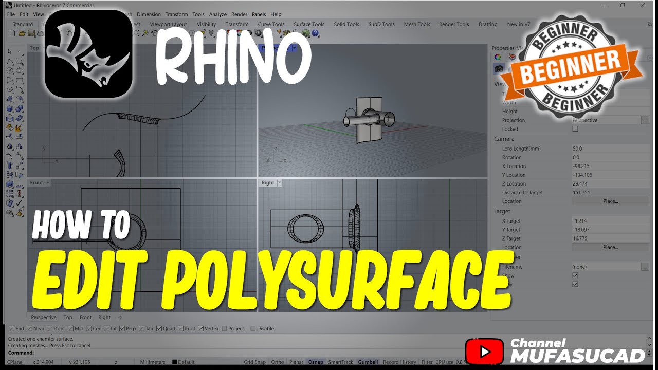 Rhino How To Edit Polysurface - YouTube