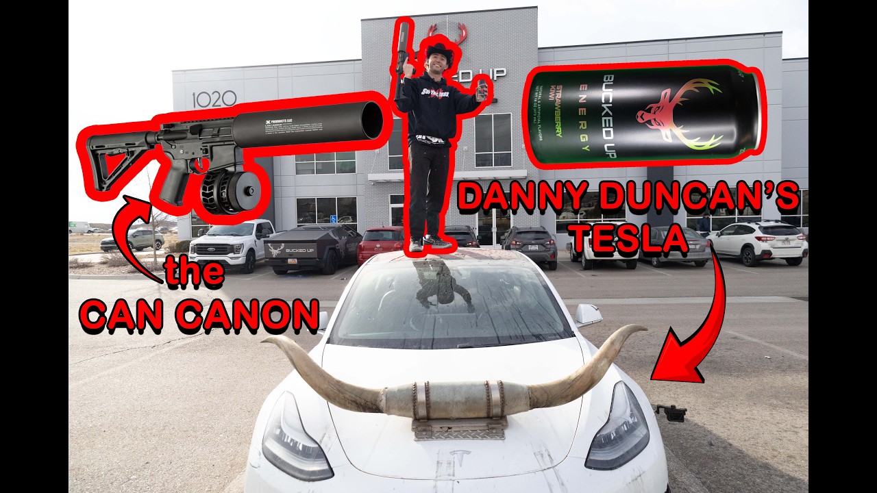 Destroying DANNY DUNCAN'S Tesla with Energy Drinks - YouTube