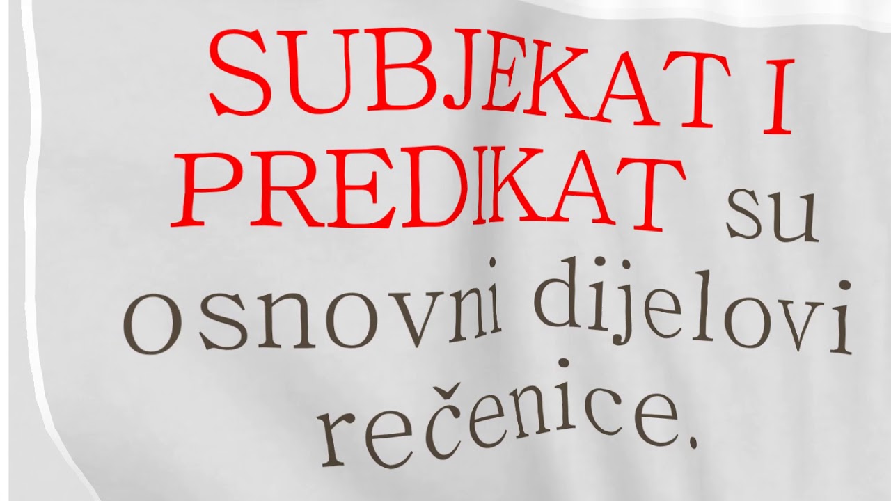 Subjekat i predikat - YouTube