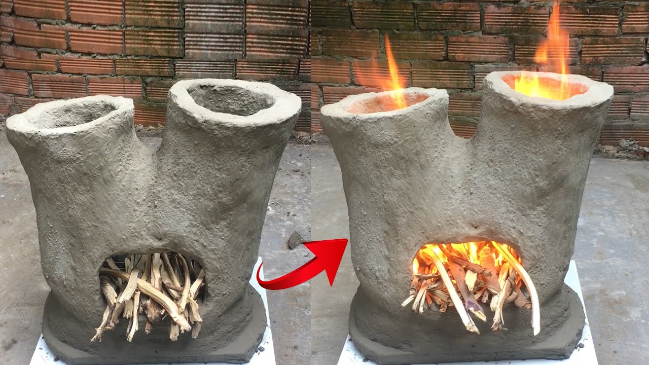 Amazing! How to build a 2-in-1 Wood Stoves with Jeans, Sand and Cement ...