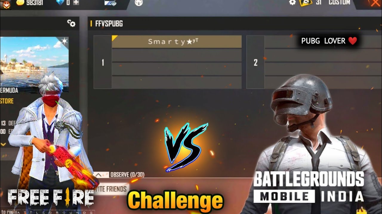 Pubg Player Challenge On Free Fire Player FF Vs BGMI Custom Match pubg-player-challenge-on-free-fire-player-ff-vs-bgmi-custom-match