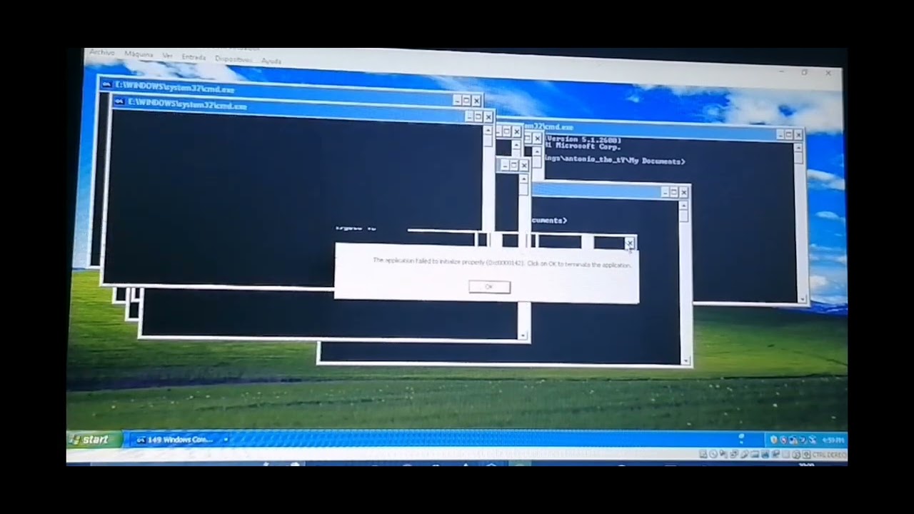 opening five cmd by second in windows xp - YouTube